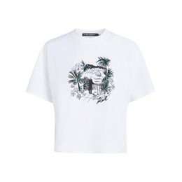 K by KARL LAGERFELD Karl Lagerfeld T-Shirt 'Villa la Vigie' Damen Gr&ouml;&szlig;e XS hellblau / smaragd / schwarz / wei&szlig;