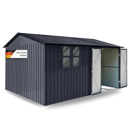 ALBATROS Profi Ger&auml;tehaus XXXL &ndash; verzinktes Metall in Anthrazit (RAL 7016) 392x308x201cm, 24,2m&sup3; Inkl. Schloss & Werkzeughaken wetterfest