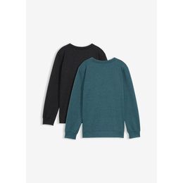 bonprix Sweatshirt aus weichem Baumwoll-Mix (2er Pack), grau, mit Baumwolle