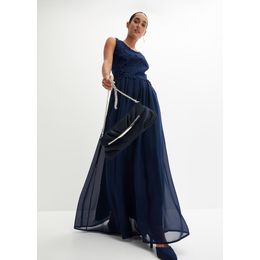 bonprix Maxikleid mit Spitze, blau, Gr.34, Elegantes Maxikleid mit sch&ouml;ner Spitze und Chiffonrock