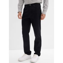 bonprix Classic Fit Stretch-Hose mit Dehnbund Straight, schwarz, Gr.46, Klassische Straight-Fit-Jeans mit angesagten Metallnieten und komfortablem Stretchbund, 98% Baumwolle