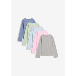 bonprix Langarmshirt aus reiner Bio-Baumwolle (5er Pack), gr&uuml;n, Gr.134, Praktisches 5er-Pack Langarmshirts in bequemer Passform &ndash; ideal f&uuml;r einen modernen, vielseitigen Alltagslook, aus 100% Baumwolle