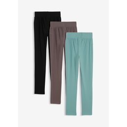 bonprix Leggings aus elastischem Bio-Baumwoll-Mix (3er Pack), gr&uuml;n, Gr.170, Modernes 3er-Pack Skinny-Leggings in Uni-Farben mit Komfortbund f&uuml;r einen coolen, bequemen Look, 95% Baumwolle (organic)