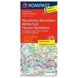 KOMPASS Gro&szlig;raum-Radtourenkarte 3706 Nordrhein-Westfalen Mitte/S&uuml;d, Hessen Nordwest 1:125.000