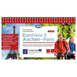 ADFC-Radreisef&uuml;hrer Eurovelo 3 Aachen - Paris, 1:75.000, wetter- und rei&szlig;fest, GPS-Tracks zum Download, E-Bike geeignet