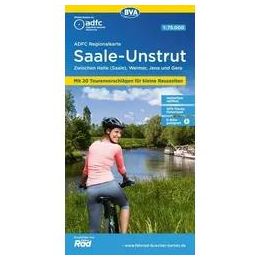 ADFC-Regionalkarte Saale-Unstrut, 1:75.000, mit Tagestourenvorschl&auml;gen, rei&szlig;- und wetterfest, E-Bike-geeignet, GPS-Tracks Download