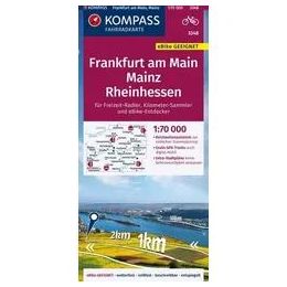 KOMPASS Fahrradkarte 3348 Frankfurt a.M., Mainz, Rheinhessen 1:70.000