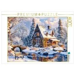Calvendo Puzzle Cottage Haus am Wasser zur Weihnachtszeit 1000 Teile Lege-Gr&ouml;&szlig;e 64x48cm Foto-Puzzle f&uuml;r gl&uuml;ckliche Stunden