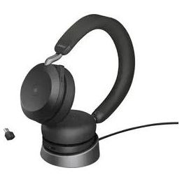 Jabra Evolve2 75 On Ear Headset kabelgebunden Schwarz Batterieladeanzeige, Mikrofon-Stummschaltung Telefon