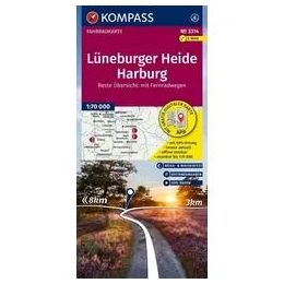KOMPASS Fahrradkarte 3314 L&uuml;neburger Heide, Harburg 1:70.000