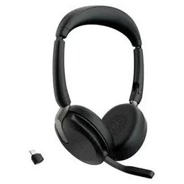 Jabra Evolve2 65 Flex Link380c MS On Ear Headset Bluetooth&reg; Stereo Schwarz Noise Cancelling Headset, Mikrofon-Stummschaltung, Lautst&auml;rkeregelung,