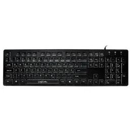Logilink ID0138 USB Tastatur Deutsch, QWERTZ Schwarz Beleuchtet
