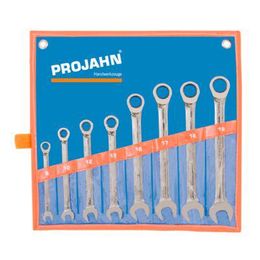 Ratschenschl&uuml;ssel-Satz Projahn GearTech, 8-teilig, metrisch 8-19 mm, ohne Umschaltknopf, 72 Zahn, in Rolltasche