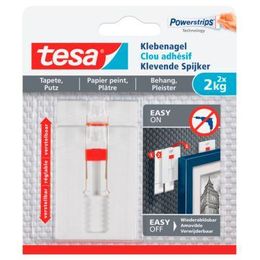Klebenagel Tesa&reg;, f&uuml;r Tapete & Putz, Haftkraft bis 2 kg, h&ouml;henverstellbar, abl&ouml;sbar, 2 St&uuml;ck