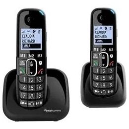 Amplicomms BigTel 1502 DECT-Mobilteil Freisprechen, f&uuml;r H&ouml;rger&auml;te kompatibel, Wahlwiederholung LED-Display Schwarz