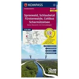 KOMPASS Fahrradkarte 3370 Spreewald, Schlaubetal, F&uuml;rstenwalde, Cottbus, Scharm&uuml;tzelsee mit Knotenpunkten 1:70.000