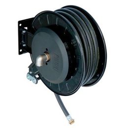 Schlauchaufroller CEMO, Stahlblech, lackiert, f&uuml;r Diesel, offen, mit Gelenkarm, 1" IG/AG, 8m Schlauchl&auml;nge, &Oslash; 25 mm