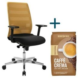 Sch&auml;fer Shop Sch&auml;fer Shop Select SSI Proline B&uuml;rostuhl 50 Jahre Edition, ergonomisch, Synchronmechanik, Bandscheibensitz, Lordosenst&uuml;tze, Aluminium, ocker/schwarz + GRATIS Eduscho Profess. Caff&eacute; Crema Bohnen 1kg