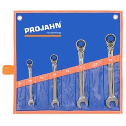 Ratschenschl&uuml;ssel-Satz Projahn GearTech, 4-teilig, metrisch 10/13/17/19 mm, umschaltbar, 72 Zahn, in Rolltasche
