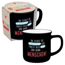 Becher in Emailloptik "Menschen"