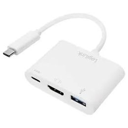 Logilink UA0258 USB / HDMI Adapter [1x USB-C&reg; Stecker - 1x USB-C&reg; Buchse, HDMI-Buchse, USB 3.2 Gen 1 Buchse A (USB 3.0)] Wei&szlig; 14.00 cm