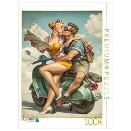 Calvendo Puzzle F&uuml;r den Rollerfahrer - ein hei&szlig;es K&uuml;sschen 1000 Teile Lege-Gr&ouml;&szlig;e 64x48cm Foto-Puzzle f&uuml;r gl&uuml;ckliche Stunden