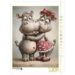 Calvendo Puzzle Nilpferd - Liebe 1000 Teile Lege-Gr&ouml;&szlig;e 64x48cm Foto-Puzzle f&uuml;r gl&uuml;ckliche Stunden