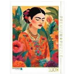 Calvendo Puzzle Tropische Ruhe. Frauenportr&auml;t in Farben des Lebens. Frida Kahlo inspiriert. 1000 Teile Lege-Gr&ouml;&szlig;e 64x48cm Foto-Puzzle f&uuml;r gl&uuml;ckliche