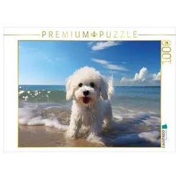 Calvendo Puzzle Ein Motiv aus dem Kalender "Bichon fris&eacute;, wei&szlig;e H&uuml;ndchen mit lockigem Haar" 1000 Teile Lege-Gr&ouml;&szlig;e 64x48cm Foto-Puzzle f&uuml;r gl&uuml;ckliche