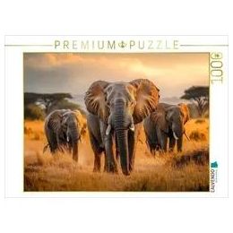 Calvendo Puzzle Elefanten 1000 Teile Lege-Gr&ouml;&szlig;e 64x48cm Foto-Puzzle f&uuml;r gl&uuml;ckliche Stunden