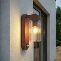 LINDBY Au&szlig;enwandlampe Kaliro, rost, 24 cm, IP54, Sensor