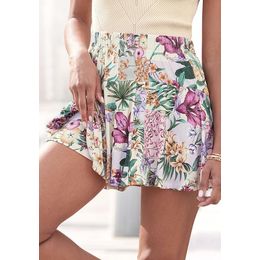 Lascana Hosenrock 'mit Blumendruck aus Viskosejersey' mehrfarbig Gr. 38 f&uuml;r Damen. Figurumspielend. Nachhaltig.