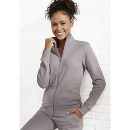 BENCH. LOUNGEWEAR Sweatjacke pink Gr. 36/38 f&uuml;r Damen. Mit Logodruck, Logostickerei. Bequem. Nachhaltig.