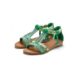 Lascana Sandale 'Sommerschuh, Sandalette, offener Schuh,' gr&uuml;n Gr. 42 f&uuml;r Damen. Mit Druck, Glitzersteine, Strass-Steine, Schmucksteine