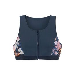 active by Lascana LASCANA ACTIVE Crop-Bikini-Top 'Wave' blau Gr. 38. Mit Rei&szlig;verschluss. Ohne B&uuml;gel. Nachhaltig.