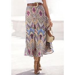 Lascana Plisseerock 'aus leichter Chiffonware mit Ethnodruck' mehrfarbig Gr. 34 f&uuml;r Damen. Figurumspielend. Nachhaltig.