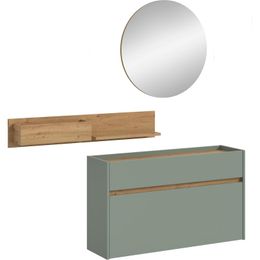 Home Affaire Garderoben-Set &raquo;EVRID, 3-teilig, Breite 140 cm, individuell h&auml;ngbar & erweiterbar&laquo; best. aus: Kommode, Wandboard & Spiegel, 3 Stk. tlg. 