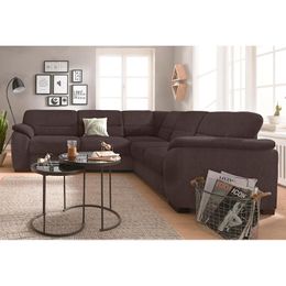 Sit & More sit&more Ecksofa &raquo;Montego L-Form, B: 256cm&laquo; wahlweise mit Bettfunktion und Schubkasten braun Luxus-Microfaser (90% Polyester, 10% Polyamid);Struktur (