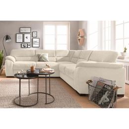 Sit & More sit&more Ecksofa &raquo;Montego L-Form, B: 256cm&laquo; wahlweise mit Bettfunktion und Schubkasten beige Luxus-Microfaser (90% Polyester, 10% Polyamid);Struktur (