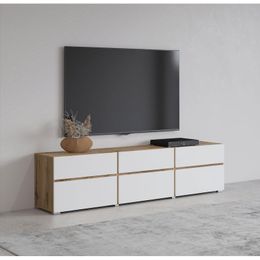 OTTO home Lowboard &raquo;Cross, moderne grifflose TV-Kommode,3 Klappen/3 Schubk&auml;sten&laquo; Breite 180 cm, TV-Schrank mit viel Stauraum, TV-Board wei&szlig; FSC -