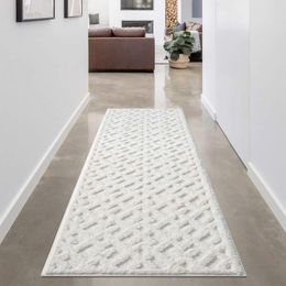 Carpet City Hochflor-Teppich &raquo;FOCUS737&laquo; rechteckig 20 mm H&ouml;he Boho-Teppich, Hochtief-Muster/ 3D-Effekt, f&uuml;r Wohnzimmer, Schlafzimmer beige Obermaterial: 100% 