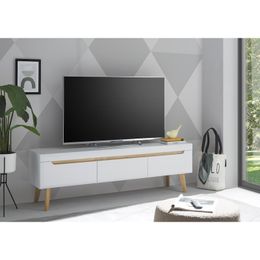 Home Affaire Lowboard &raquo;Torge, TV-Unterschrank, TV-Kommode, Fernsehschrank, TV-Board&laquo; 1 Stk. tlg. abgeschr&auml;gte F&uuml;&szlig;e, drei Farben, Scandi Design, 160 cm