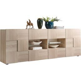Home Affaire Sideboard &raquo;Dama Breite 241, Kommode 2 T&uuml;ren u. 4 Schubk&auml;sten, Anrichte&laquo; Front in 3D-Optik, viel Stauraum, verschiedene Farben braun