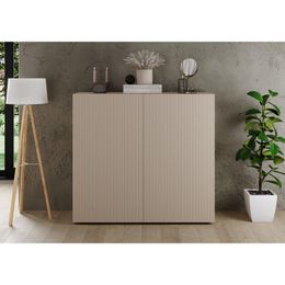 Home Affaire Highboard &raquo;Rio, H&ouml;he 111 cm, Breite 120 cm, Stauraumschrank, Kommode, 2 T&uuml;ren,&laquo; geriffelte MDF-Fronten, modern u. elegant, viel Stauraum 