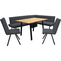 OTTO home Eckbankgruppe &raquo;Sava&laquo; Set, 4 Stk. tlg. Eckbank mit Wellenfederung im Sitz, Tisch Massiv Eiche grau 100% PES