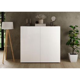 Home Affaire Highboard &raquo;Rio, H&ouml;he 111 cm, Breite 120 cm, Stauraumschrank, Kommode, 2 T&uuml;ren,&laquo; geriffelte MDF-Fronten, modern u. elegant, viel Stauraum 