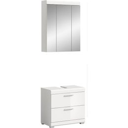 Welltime Badm&ouml;bel-Set &raquo;Siena, 2 tlg., bestehend aus: Waschbeckenunterschrank, Spiegelschrank&laquo; Set, TOPSELLER!, 2 Stk. tlg. wei&szlig; Holzwerkstoff, MDF