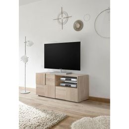 Home Affaire Lowboard &raquo;Dama Breite 121 cm, TV-Board 1 T&uuml;r, 1 Schubkasten, TV-Schrank&laquo; Front in 3D-Optik, grifflos, verschiedene Farben braun