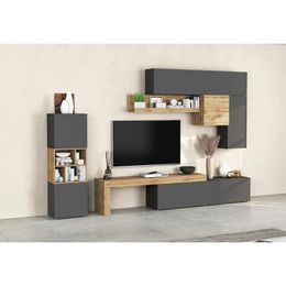 OTTO home Wohnwand &raquo;Chronos Wohnwand, Medienwand, 8-er set&laquo; Set, 8 Stk. tlg. grau Holzwerkstoff