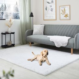 OTTO home Hochflor-Teppich &raquo;Lugano&laquo; rechteckig 30 mm H&ouml;he Kunstfell, Uni Farben, sehr weich & kuschelig wei&szlig; Polyester